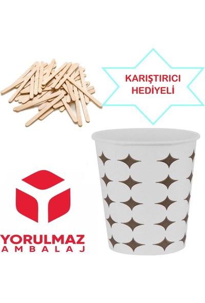 Yorulmaz Ambalaj Karton Bardak 100 Adet 6.5 Oz 100 Adet Karıştırıcı Hediyeli Yorulmaz Ambalaj Karton Bardak 100 Adet 6.5 Oz 100 Adet Karıştırıcı Hediyeli