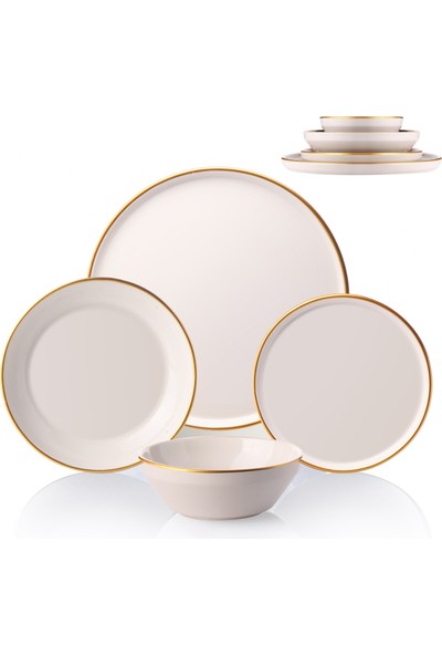 Queen's Kitchen 6 Kişilik Özel Tasarım 24 Parça Stackable Yemek Takımı