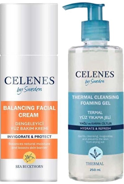 Celenes By Sweden Temizleme Jeli 250 ml ve Dengeleyici Yüz Kremi 50 ml Celenes By Sweden Temizleme Jeli 250 ml ve Dengeleyici Yüz Kremi 50 ml