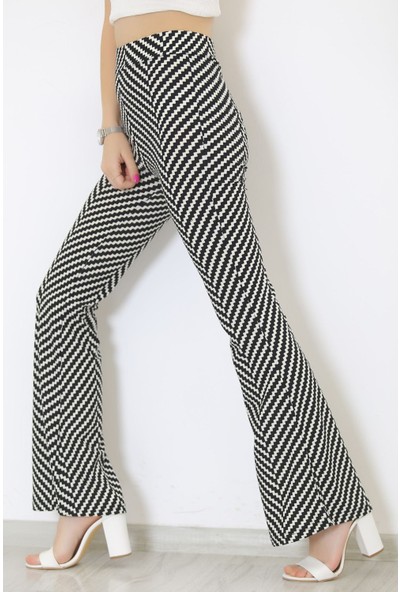 Ispanyol Paça Pantolon Siyahbeyaz - 9703.1355.