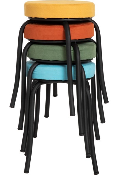 Marka Dizayn Metal Tabure (4 Adet) Renkli Marka Dizayn Metal Tabure (4 Adet) Renkli