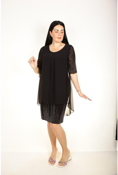 Özlem Üçgül Rozeşah Etek Ucu ve Kolları Taşlı Midi Boy Anne Model Abiye