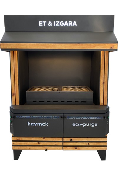 Havmak Eco-Purge Profesyonel Bacasız, Dumansız Mangal & Izgara Ünitesi 100x50CM Kömürlü