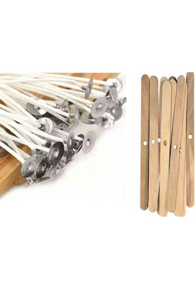 10 Adet Kopçalı Sert 10 cm Mum Fitili/ 5 Adet Fitil Dengeleyici