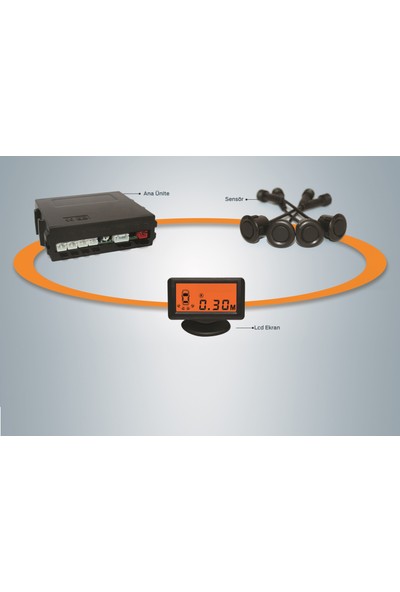 Unique Upc 224 LCD Amber ( Turuncu ) Ekranlı Siyah Gözlü Park Sensörü