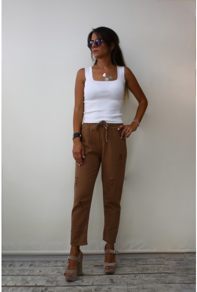 Fashionsbutik Kadın Camel Rengi Havuç Pantolon