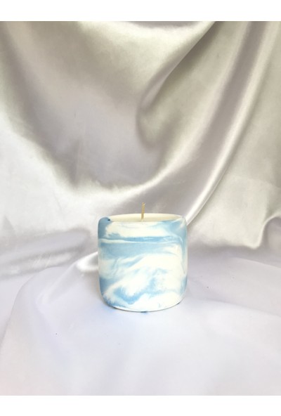 Blue Daisy Mask Mermer Serisi Sandal Kokulu El Yapımı Dekoraktif Mum Blue Daisy Mask Mermer Serisi Sandal Kokulu El Yapımı Dekoraktif Mum