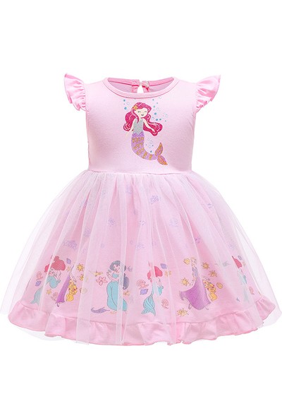 Pamukkale Çocuk Giyim Kız Elbise Örgü Puf Kollu Prenses Elbise (Yurt Dışından)