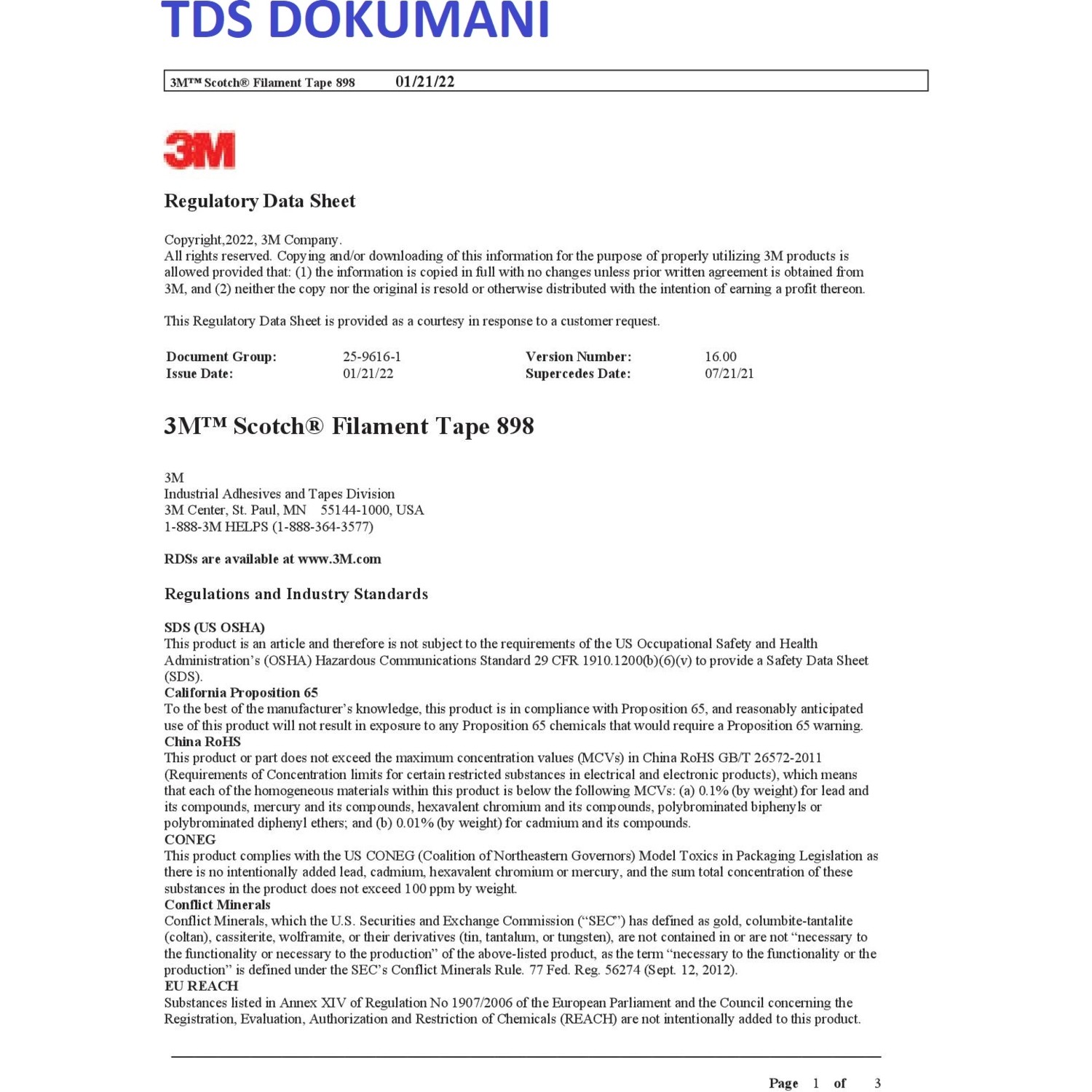 3m Scotch Filament Tape 898 Cross Cut Bantı Fiyatı