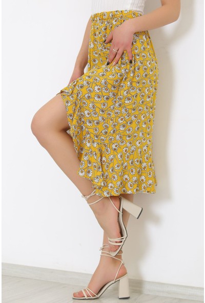 Yırtmaçlı Etek Hardalçiçekli - 9165.316.