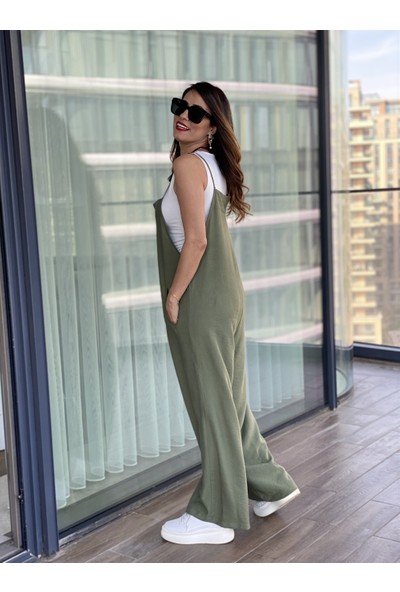 Forlady4 Haki Askılı Tulum