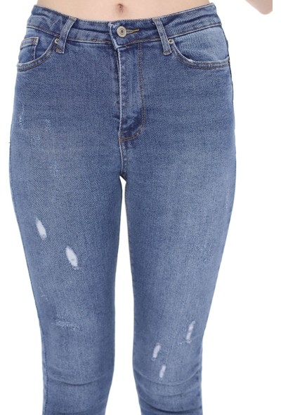 Mavı Lazerli Jean Pantolon