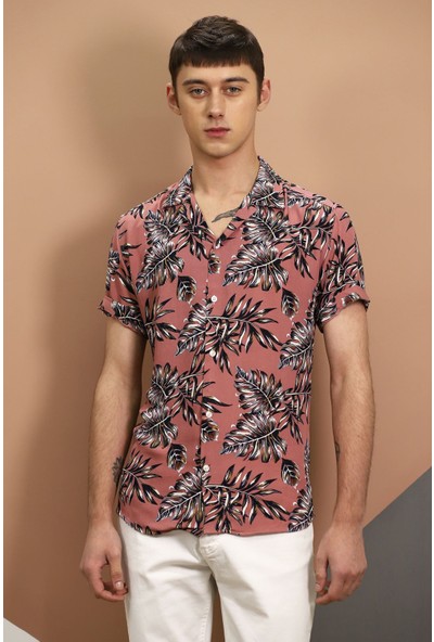 Gül Yaprak Desenli Gömlek