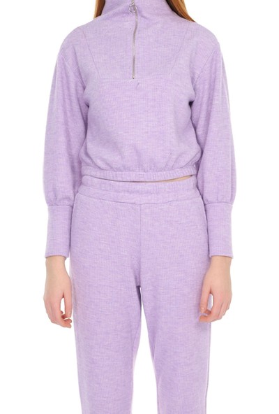 Lila Ön Fermuarlı Ikili Takım