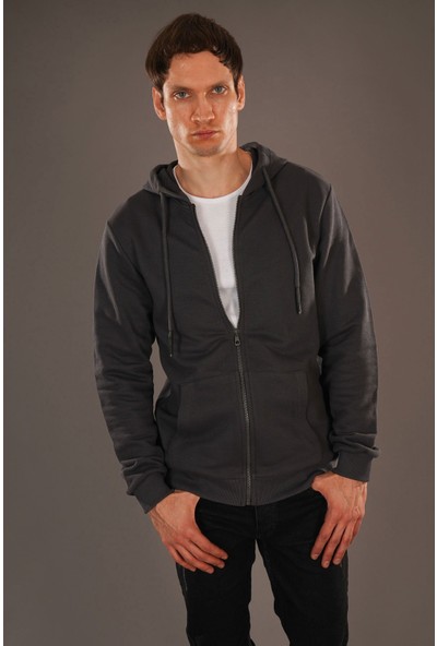 Antrasıt Kapüşonlu Hırka