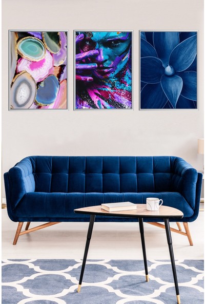 Linacci Üçlü Alüminyum Çerçeveli Mavi Camlı Poster Seti Linacci Üçlü Alüminyum Çerçeveli Mavi Camlı Poster Seti