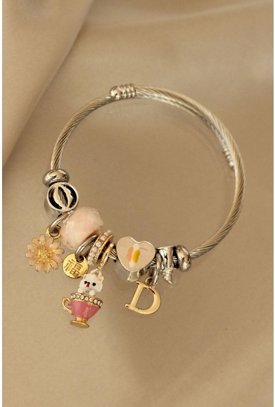 Moco Çiçek Tasarımlı Charm Bilezik