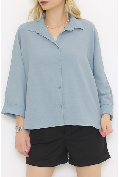 Karazona Kadın Kolu Katlamalı Gömlek Bebemavi KZ2-9387 Karazona Kadın Kolu Katlamalı Gömlek Bebemavi KZ2-9387