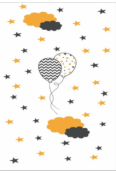 Jasmin Halı Antialerjik Makinede Yıkanabilir Kaymaz Tabanlı Balon, Yıldız, Bulut Desenli Çocuk Halısı Jasmin Halı Antialerjik Makinede Yıkanabilir Kaymaz Tabanlı Balon, Yıldız, Bulut Desenli Çocuk Halısı