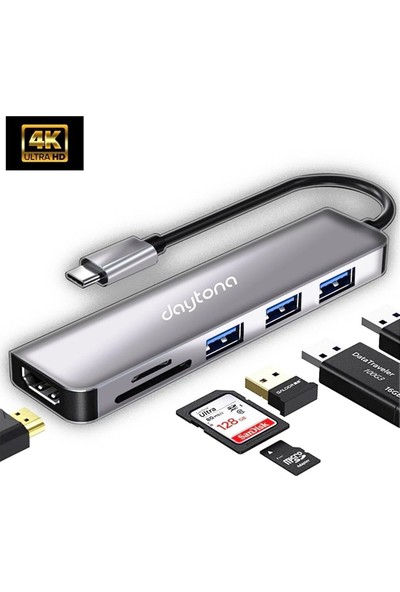 Daytona Macbook Uyumlu Type-C to 4K Ultra HD 1080p HDMI 2* USB 3.0 SD TF Kart Okuyucu 5IN1 Çevirici Hub Adaptör Daytona Macbook Uyumlu Type-C to 4K Ultra HD 1080p HDMI 2* USB 3.0 SD TF Kart Okuyucu 5IN1 Çevirici Hub Adaptör