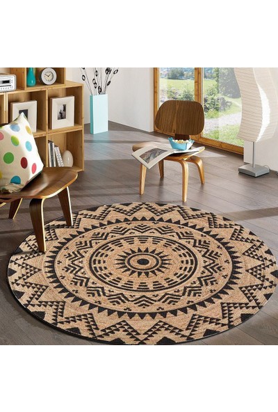Bonny Home Jüt Yuvarlak Hasır Halı Yolluk Salon Oda Mutfak Halısı KS-1052 Bonny Home Jüt Yuvarlak Hasır Halı Yolluk Salon Oda Mutfak Halısı KS-1052