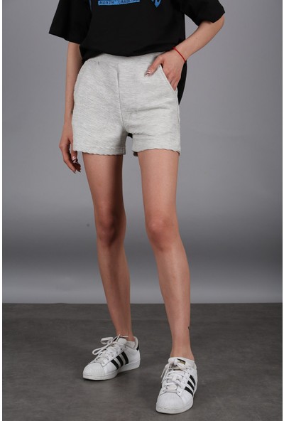 Madmext Mad Girls Gri Kaşkorse Kumaş Kadın Şort MG572