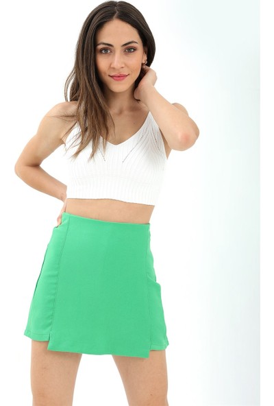 Vapur Etek Görünümlü Şort Etek - Yeşil