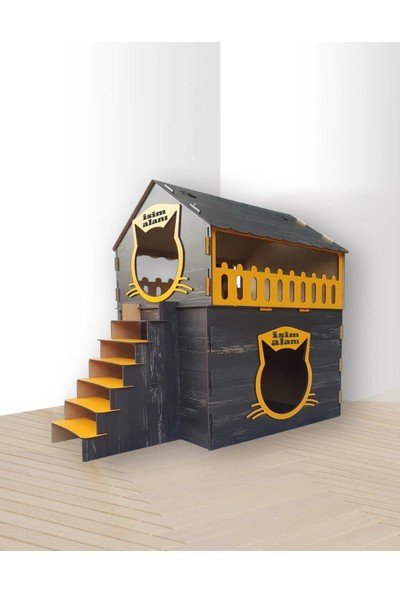 Aswood Teras Katlı Dekoratif Ahşap Kedi Yuvası Aswood Teras Katlı Dekoratif Ahşap Kedi Yuvası