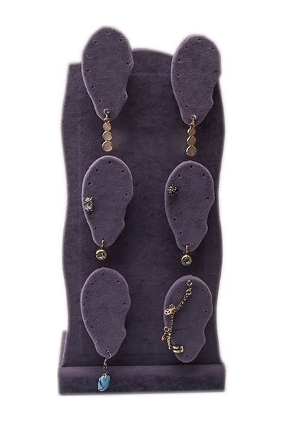 Vitrin Kutu Mıknatıslı Kulak Desenli 6'lı Süet Küpe Standı Mürdüm Vitrin Kutu Mıknatıslı Kulak Desenli 6'lı Süet Küpe Standı Mürdüm