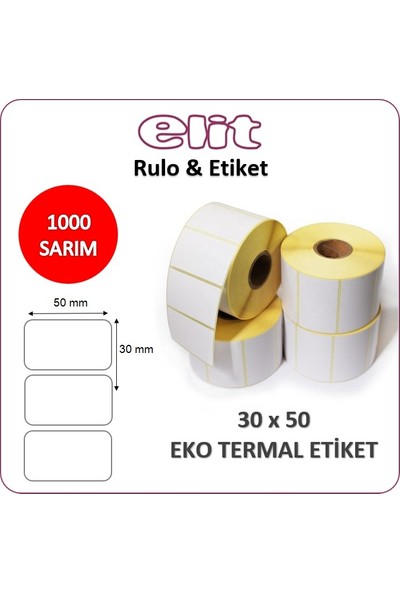 Elit Barkod Etiketi 30X50 Termal 1000 Adet Elit Barkod Etiketi 30X50 Termal 1000 Adet