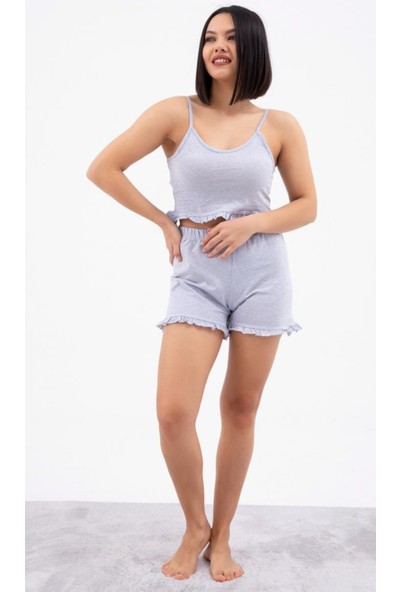 Yagmur Beren Fırfırlı Askılı Pijama Takımı
