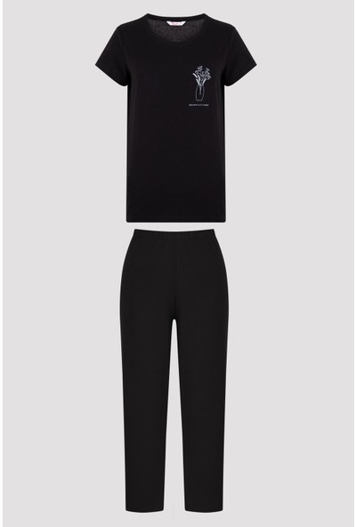 Penti Siyah Base Believe Kapri Pijama Takımı