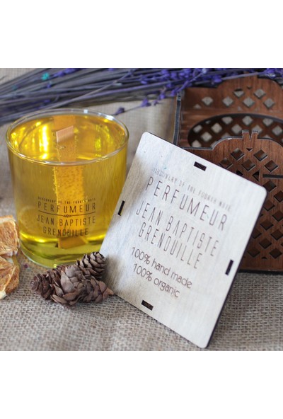 Jean Baptiste Grenouille 340ML Jbg Amber ve Oud Kokulu Designed By Burcu Dekoratif Şeffaf Sarı Mum Deep Love