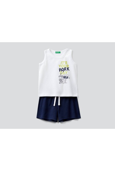Benetton Grafik Baskılı Atlet Şort Takım