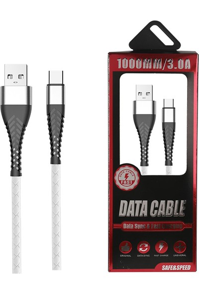 ally mobile USB Type-C 3.0A Hızlı Şarj USB Kopmaz 1 Metre Kablo ally mobile USB Type-C 3.0A Hızlı Şarj USB Kopmaz 1 Metre Kablo