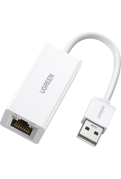 Ugreen USB 2.0 Pc Mac Konsol Tv Box Ethernet Adaptörü Beyaz Ugreen USB 2.0 Pc Mac Konsol Tv Box Ethernet Adaptörü Beyaz