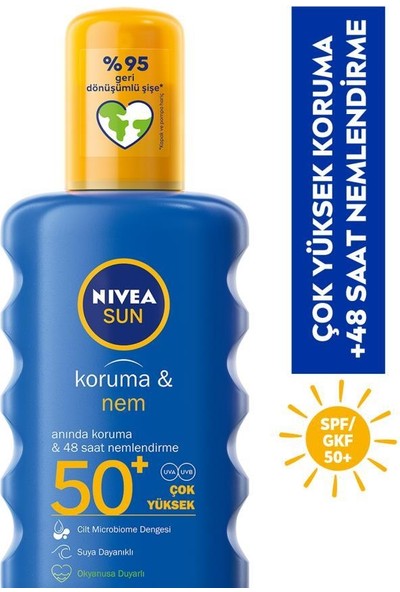 Nıvea Sun Spf 50+ Koruma & Nem Nemlendirici Güneş Kremi Sprey 200 ml + Plaj Çantası Nıvea Sun Spf 50+ Koruma & Nem Nemlendirici Güneş Kremi Sprey 200 ml + Plaj Çantası
