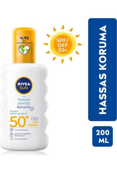 Nıvea Sun Spf 50+ Ultra Hassas Anında Koruma Güneş Spreyi 200ML + Plaj Çantası Nıvea Sun Spf 50+ Ultra Hassas Anında Koruma Güneş Spreyi 200ML + Plaj Çantası