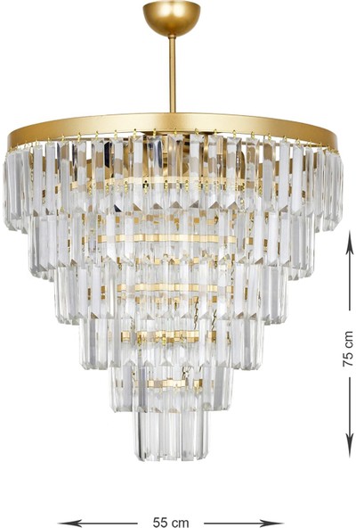 Nilsa 55 Gold Kristal Taşlı Lüks Avize Nilsa 55 Gold Kristal Taşlı Lüks Avize