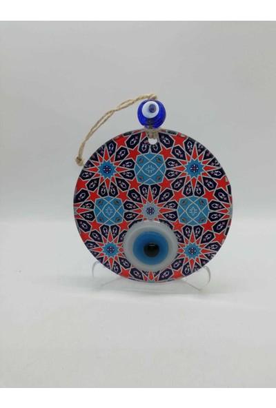 Denizin Ufku Nazarlıklı Kırmızı Çini Desenli El Yapımı Cam Duvar Süsü 12x12 Cm Denizin Ufku Nazarlıklı Kırmızı Çini Desenli El Yapımı Cam Duvar Süsü 12x12 Cm