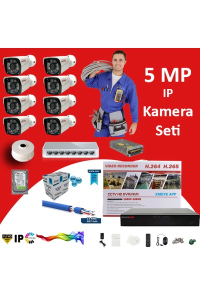 8 Li Ip Kamera Seti Gece Renkli 8 Li Ip Kamera Seti Gece Renkli