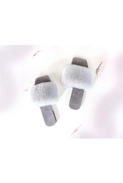 Madame Coco Poılu Kadın Terlik - Gri