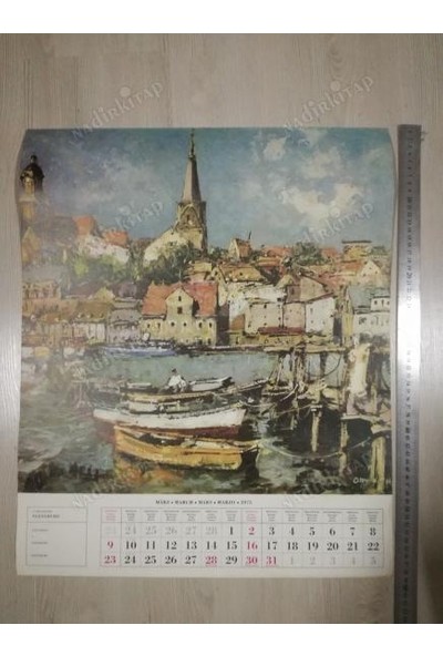 Landschaft 1975 Marz/mart-Alman Peyzaj Takvimi/hellmeıer ’flensburg’ Resimli 48.5X59 cm Ebatlarında Landschaft 1975 Marz/mart-Alman Peyzaj Takvimi/hellmeıer ’flensburg’ Resimli 48.5X59 cm Ebatlarında
