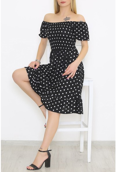 Modaymış Kayık Yaka Elbise Puanlısiyah - 8767.1240.