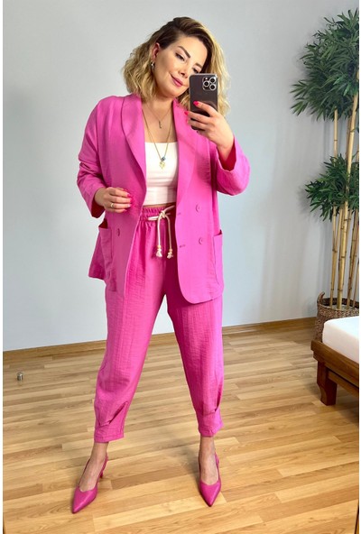 Zerrin Butik Keten Takım Pembe