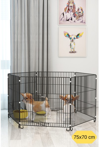 Arspolo Katlanır Metal Köpek Oyun Alanı , Evcil Hayvan Oyun Alanı , Köpek Çiti , Tavşan Çiti 75X70 cm