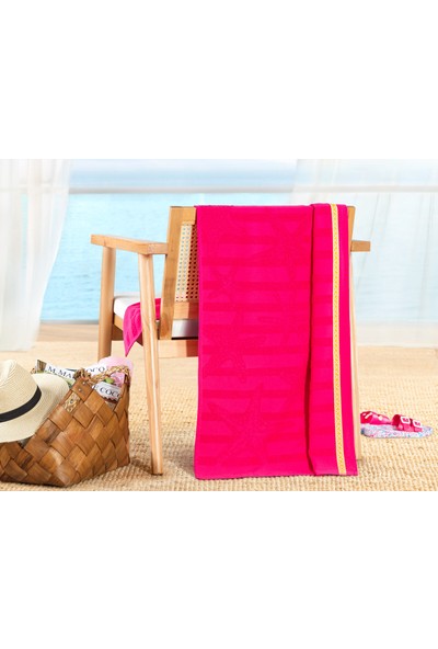Madame Coco Coraline Plaj Havlusu - Fuşya - 70X150 cm