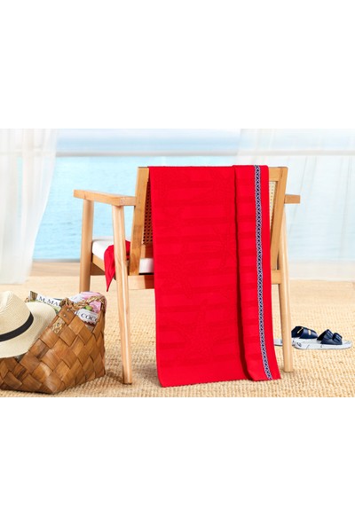 Madame Coco Coraline Plaj Havlusu - Kırmızı - 70X150 cm