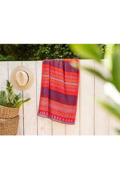 Madame Coco Clarissa Plaj Havlusu - Mercan - 70X150 cm