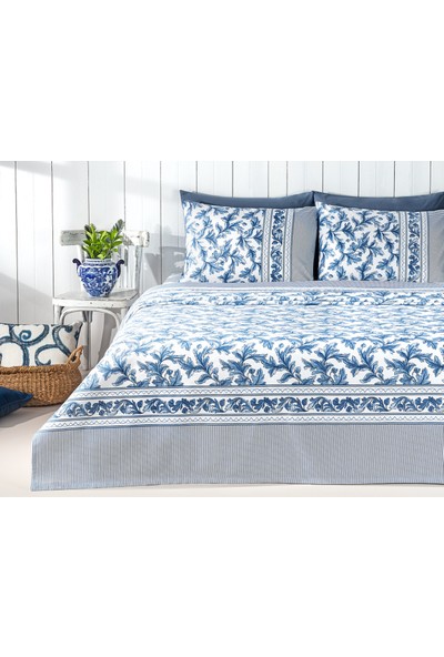 Madame Coco Armand Tek Kişilik Baskılı Pike Takımı - Mavi Madame Coco Armand Tek Kişilik Baskılı Pike Takımı - Mavi